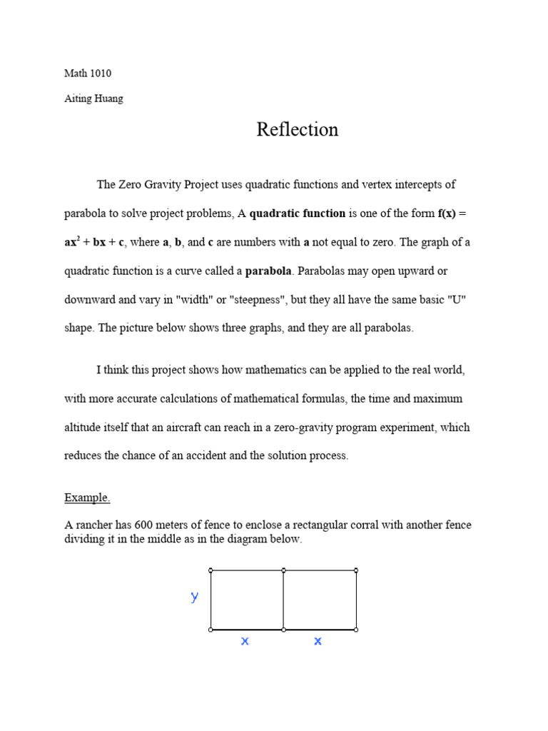 math 1010 reflection | PDF | Quadratic Equation | Mathematical Analysis