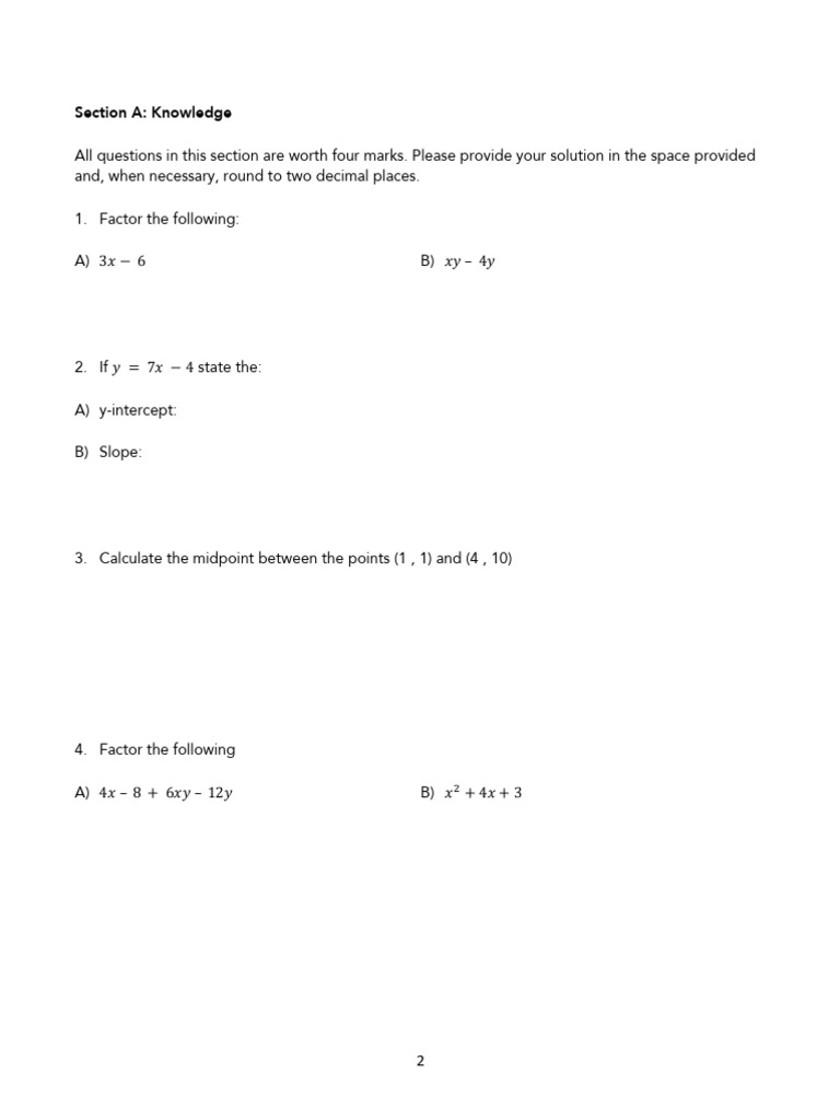 Gr. 10 Knowledge Test | PDF | Quadratic Equation | Elementary Mathematics