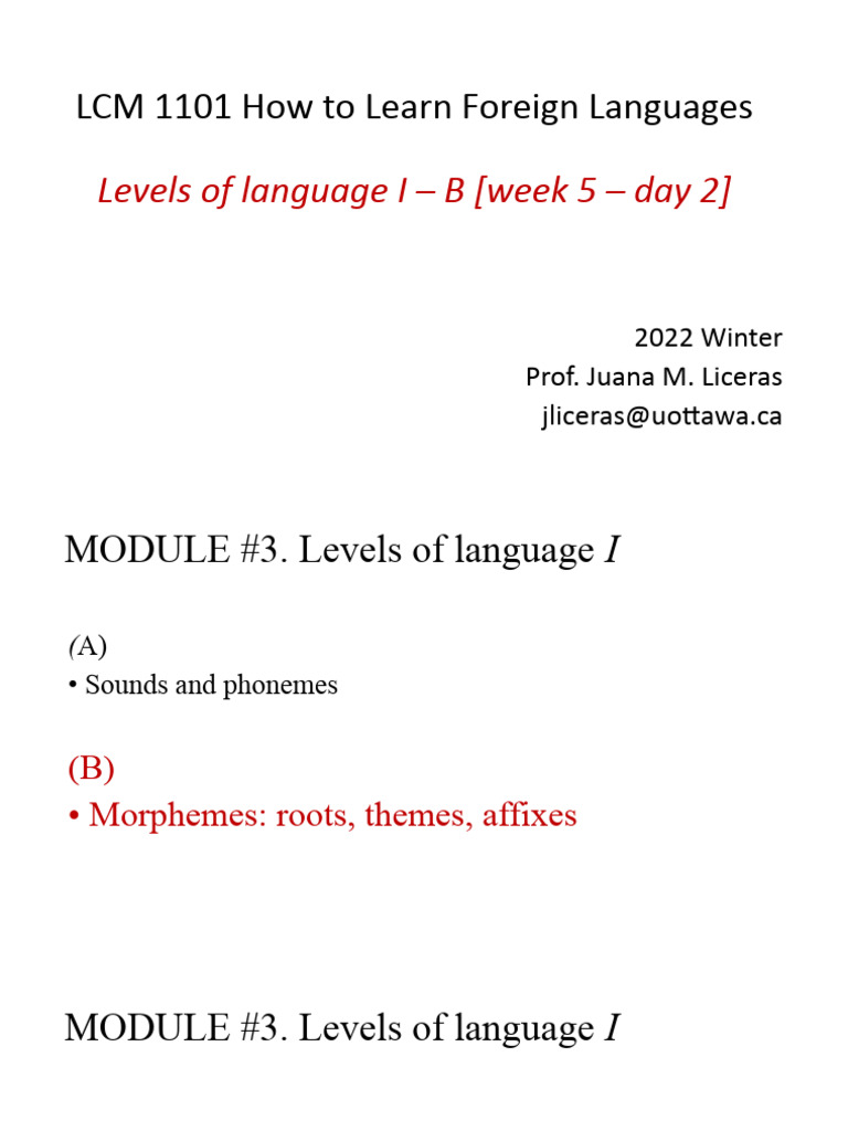 @LCM1101 Week 5 2 Morphology II | PDF | Grammatical Gender ...