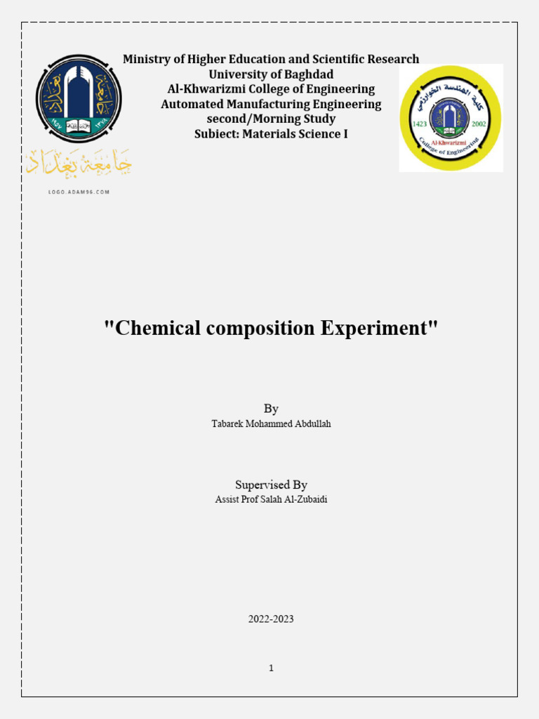 Chemical Composition Experiment | PDF | Metallurgy | Alloy
