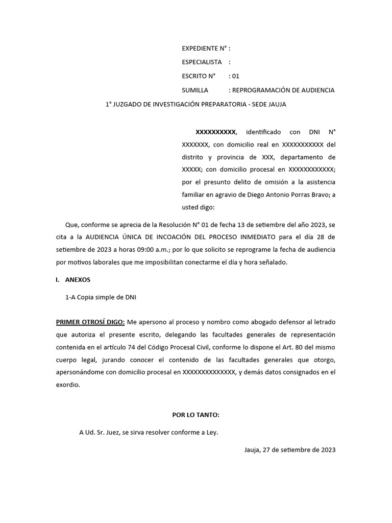 Reprogramacion de Audiencia | PDF | Derecho