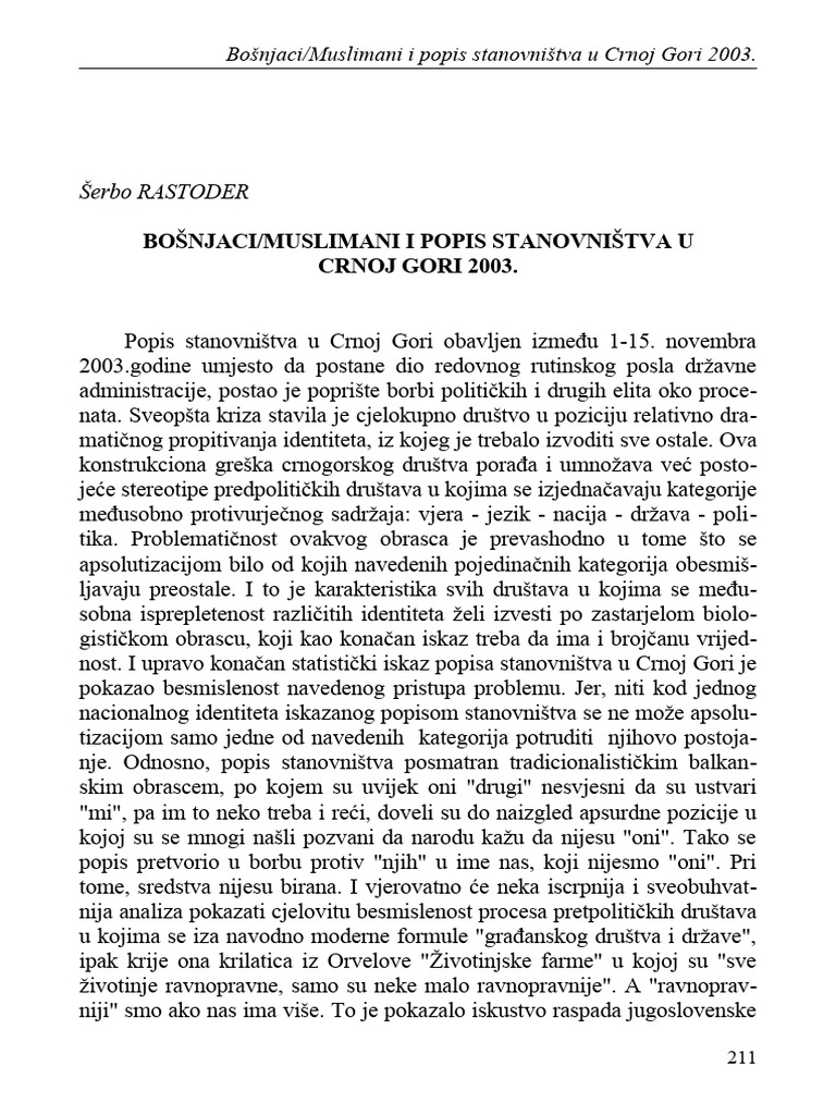 Serbo Rastoder - O Popisu | PDF