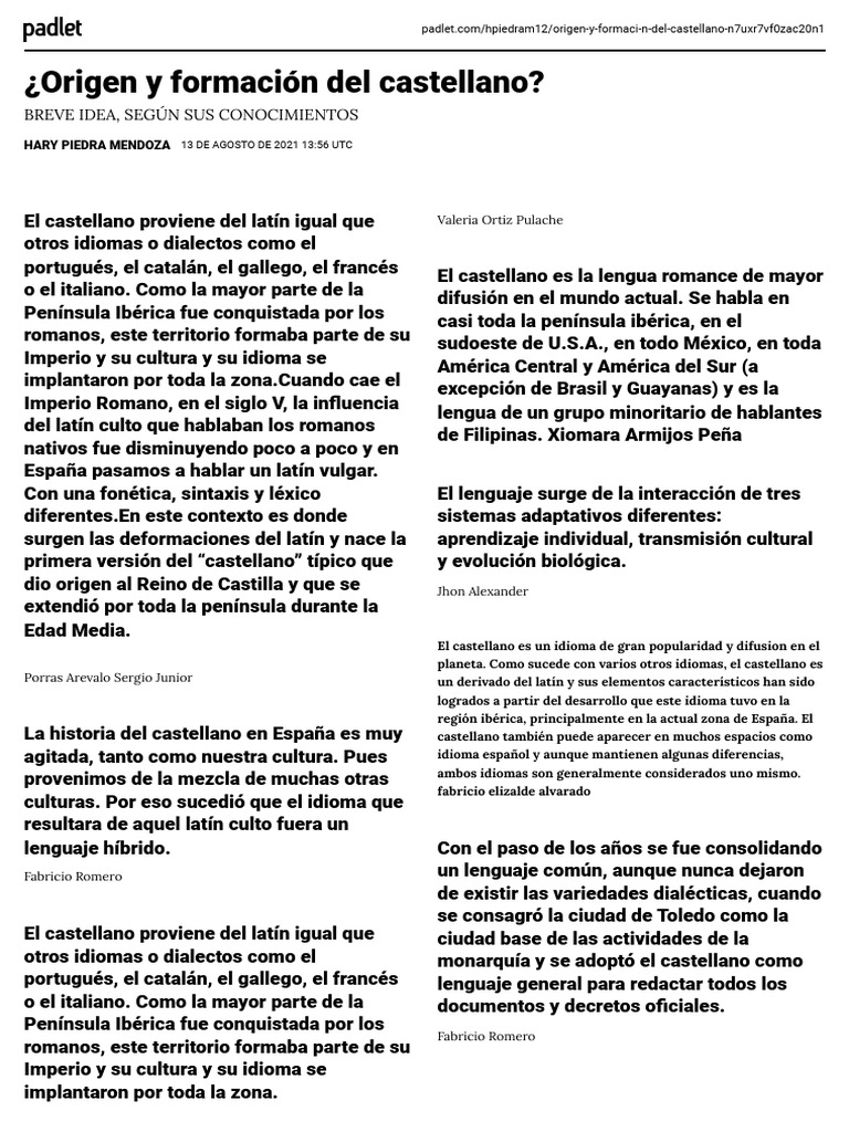 Origen y Formación Del Castellano | PDF | Lengua española | latín