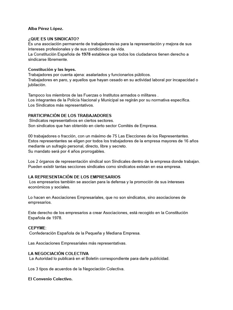 Resumen Tema 7 FOL | PDF | Sindicato | Bloqueo (industria)