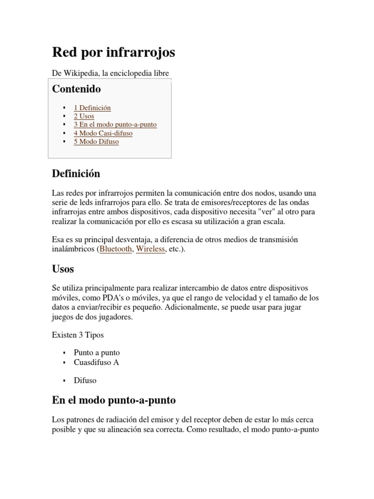 Red Por Infrarrojos | PDF | Bluetooth | Ieee 802.11