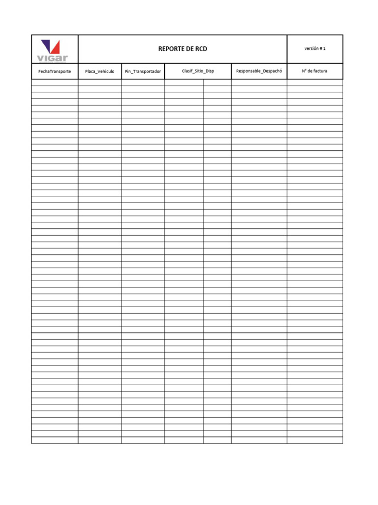 Formato Reporte de RCD | PDF