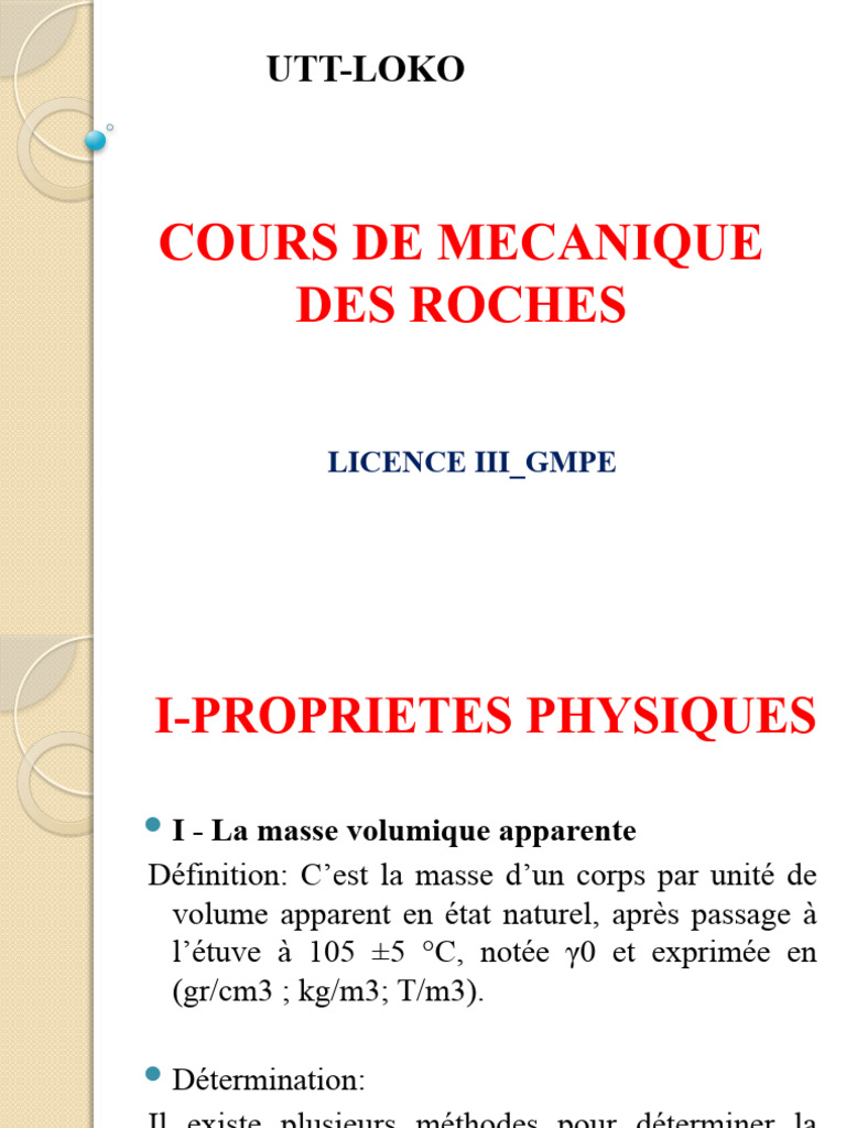 Cours Propriétés Physiques Des Roches | PDF | Densité | Béton