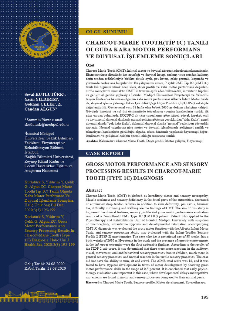 Charcot-Mar - e Tooth (T - P 1C) Tanili Olguda Kaba Motor Performans Ve ...