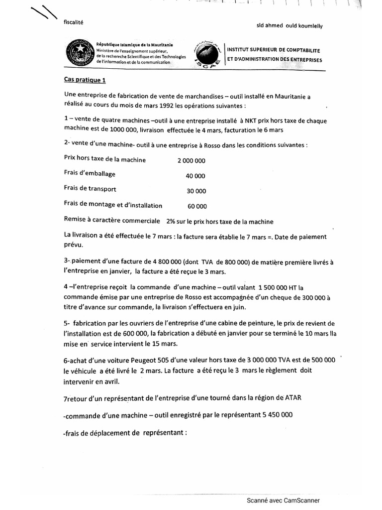 Cas Pratique Sur TVA 2 | PDF