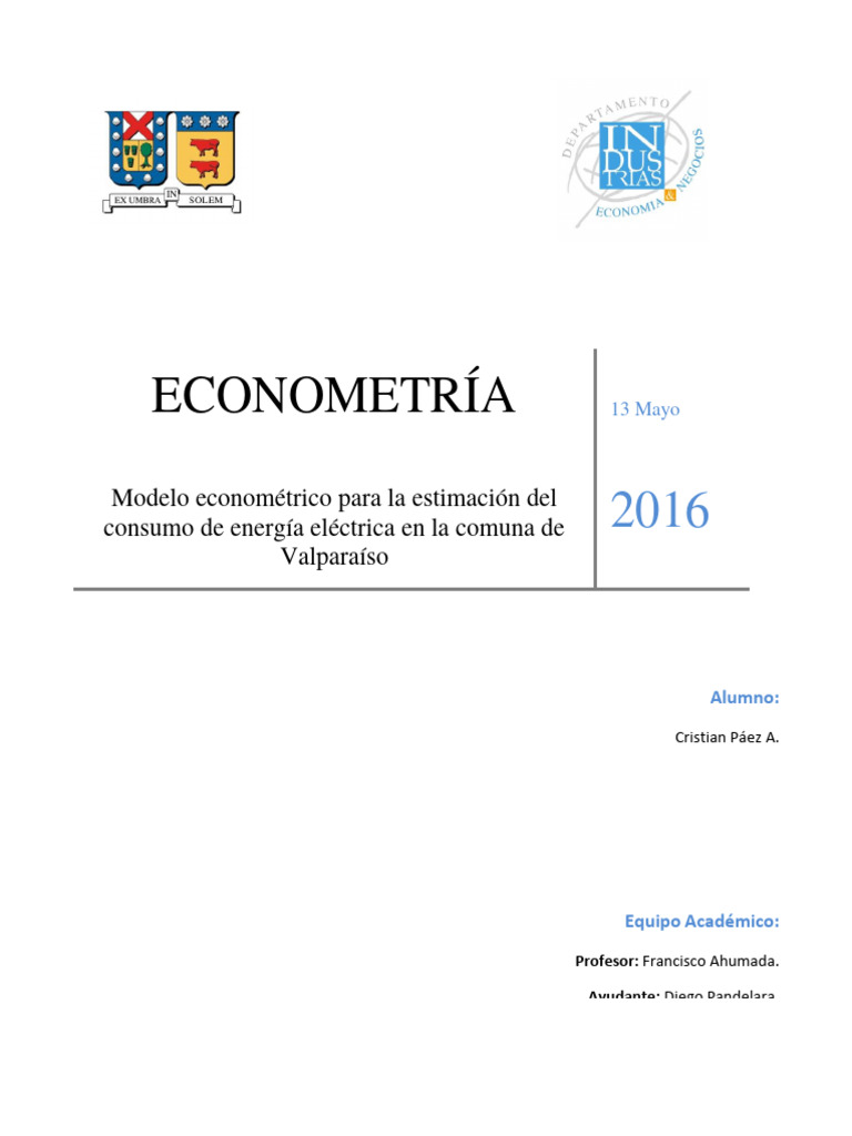 Documento Final Econometría V3 | PDF | Consumo (economía) | Econometría