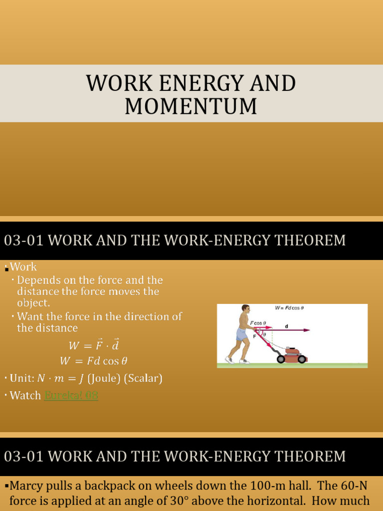 Work, Energy, and Momentum | PDF | Collision | Momentum