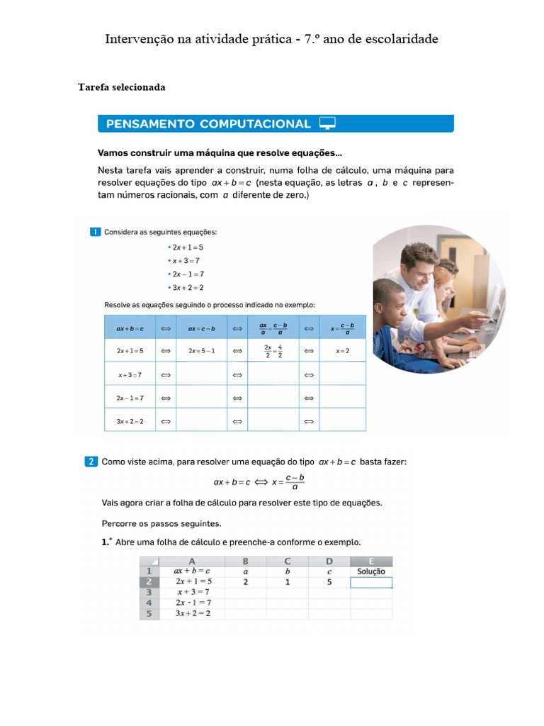 Intervenção Na Pratica Do PENSAMENTO COMPUTACIONAL 7º ANO | PDF ...