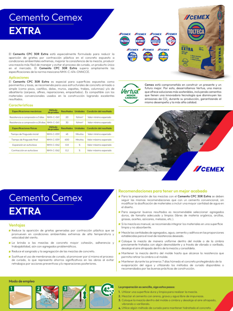Cemex FichaExtra-Familia Oct23 | PDF | Hormigón | Cemento