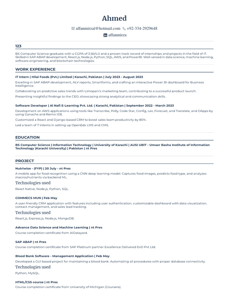 Ahmed Resume | Download Free PDF | Application Software | Computer Engineering