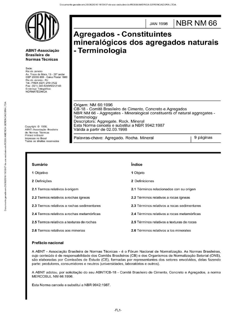 NBR NM 66 - Agregados - Constituintes Mine... Dos Agregados Naturais ...