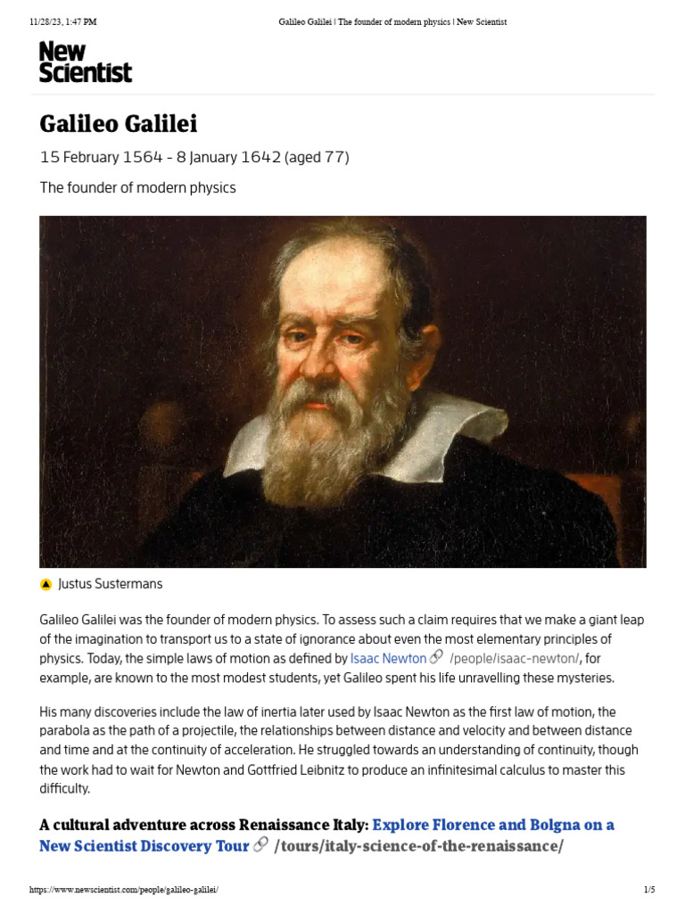 Galileo: Pioneer of Modern Physics | PDF | Galileo Galilei | Science