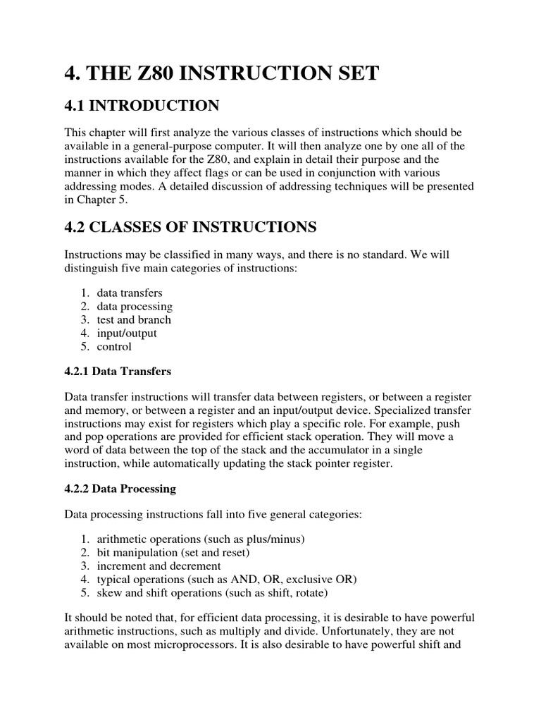 Z80 - Instruction Set | Download Free PDF | Computer Data | Manufactured Goods
