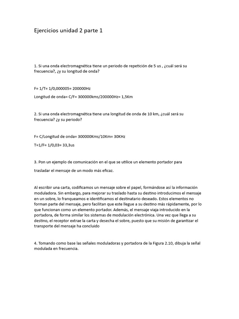 Ejercicios Unidad 2 Parte 1 | PDF | Modulación | Radio