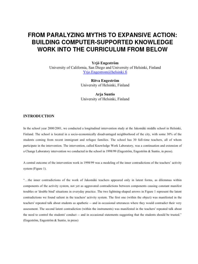 From Paralyzing Myths To Expansive Action: Building Computer-Supported Knowledge Work Into The ...