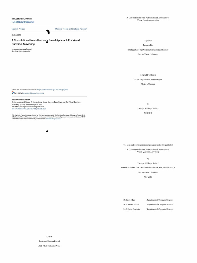 A Convolutional Neural Network Based Approach For Visual Question Answering | PDF