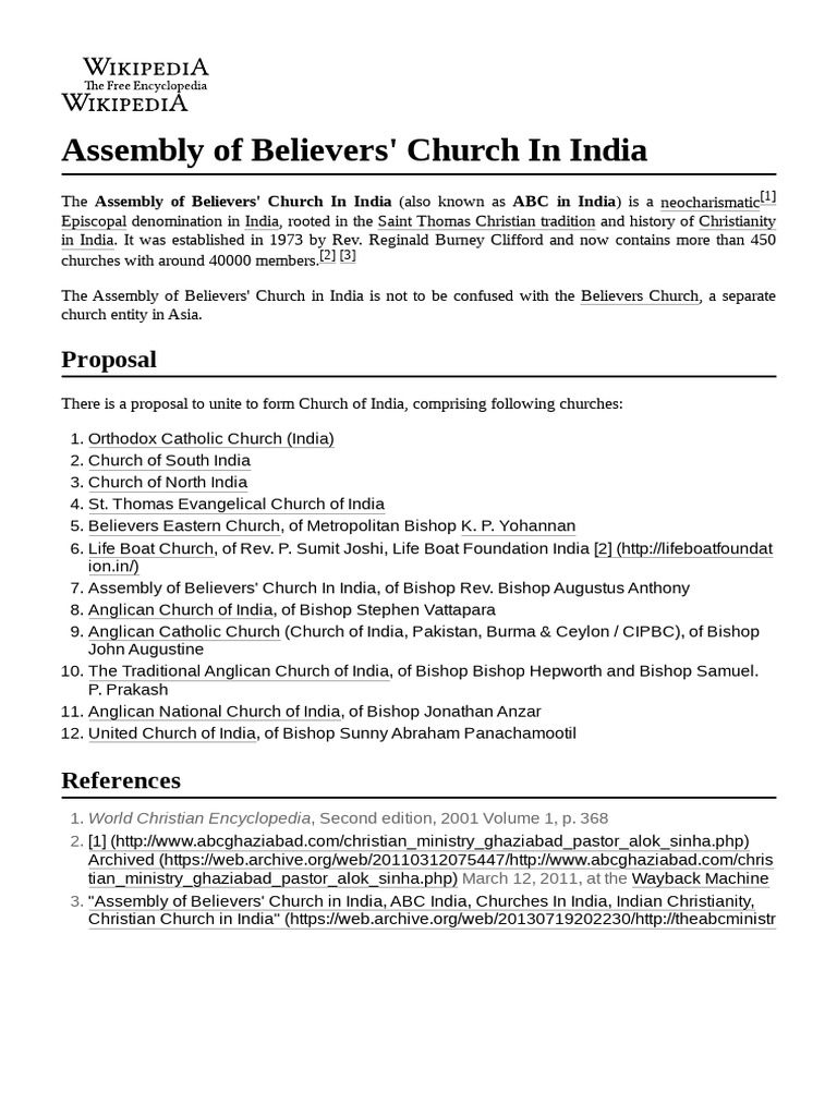 Assembly of Believers' Church in India | PDF | Religion & Spirituality