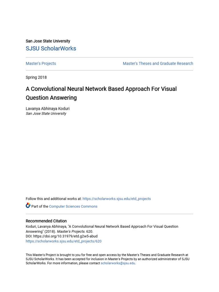 A Convolutional Neural Network Based Approach For Visual Question | PDF | Artificial Neural ...