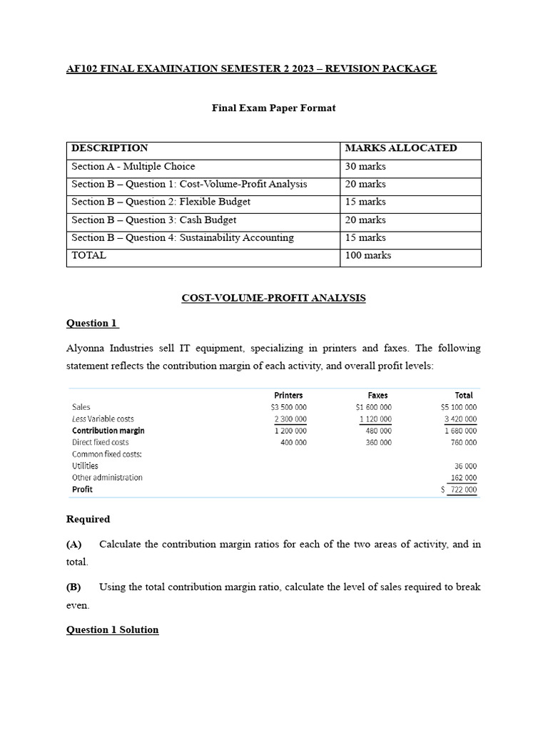 AF102 Final Exam Revision Package 2023 | PDF | Sustainability | Tourism