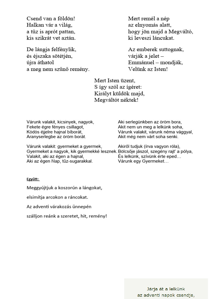 Adventi Versek 2022 | PDF