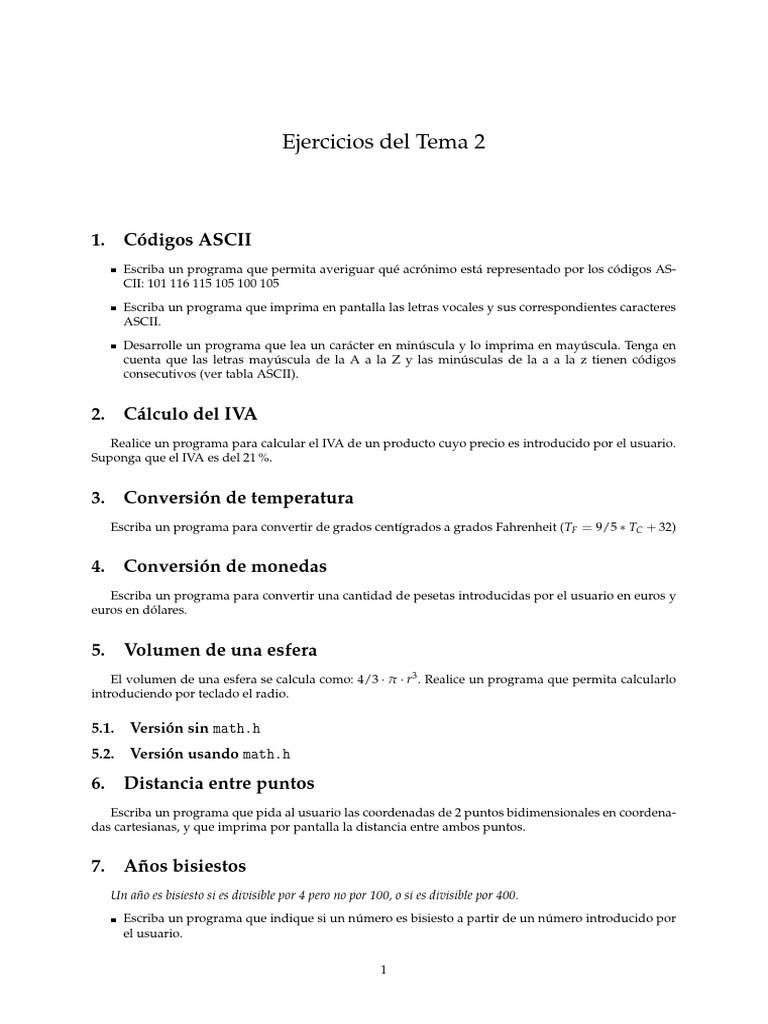 Ejercicios Tema2 | PDF | Ascii