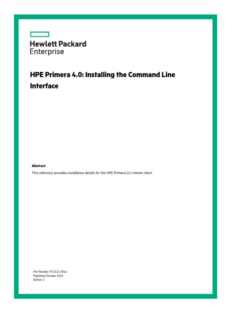 HPE Primera OS 4.0_ Installing the Command Line Interface-A00088938en ... HPE Primera OS 4.0_ Installing the Command Line Interface-A00088938en ...