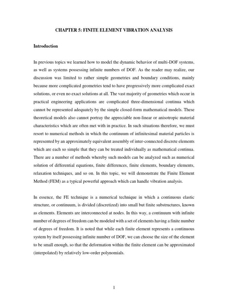 Chapter 5 Finite Element Vibration Analysis Fall 2020 Download Free