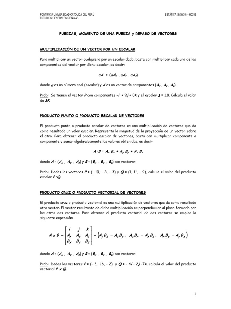 Estática Fuerzas y Vectores | PDF | Vector Euclidiano | Esfuerzo de torsión