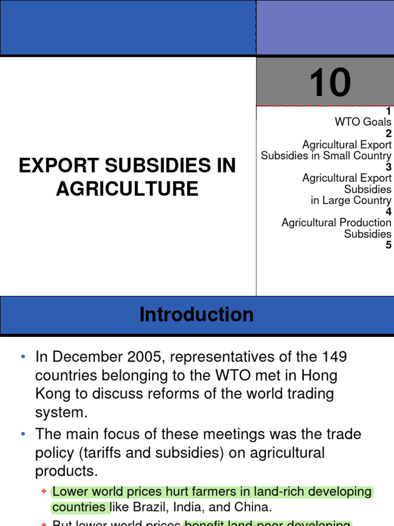 "WTO Agricultural Export Subsidies" | PDF | Subsidy | Economic Surplus