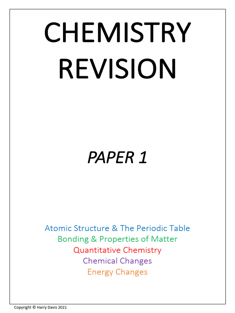 GCSE AQA Chemistry 8642 Paper 1 | PDF | Chemical Bond | Atomic Nucleus