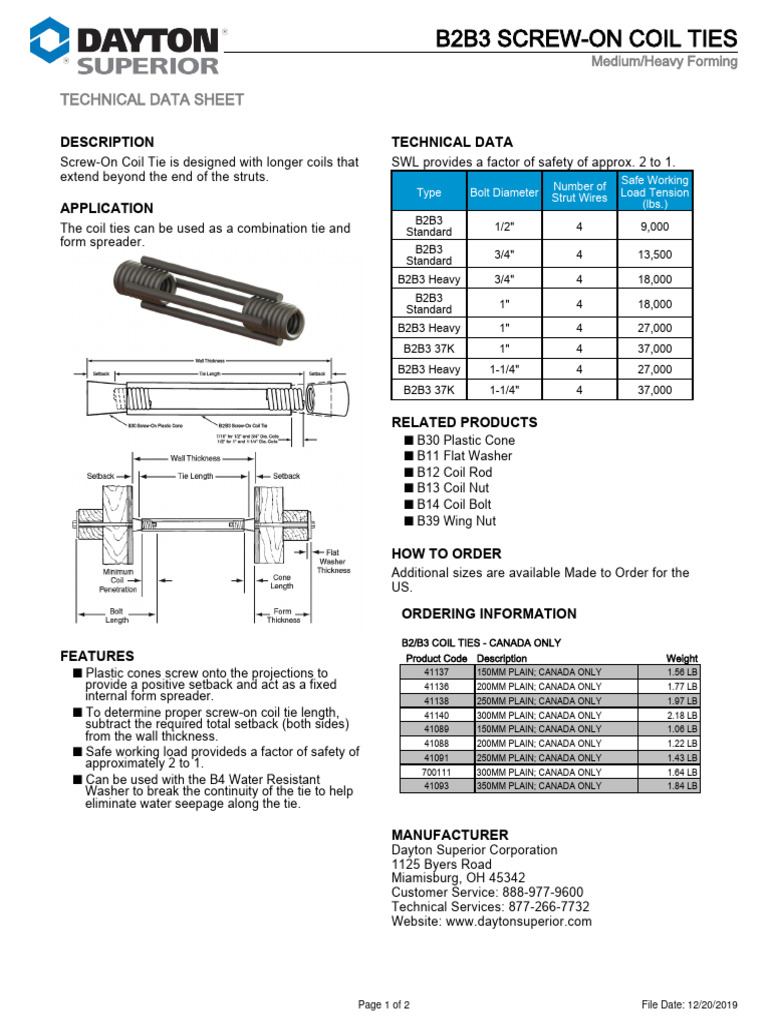 b2 b3 Screw-On Coil Tie | PDF | Screw | Manufactured Goods