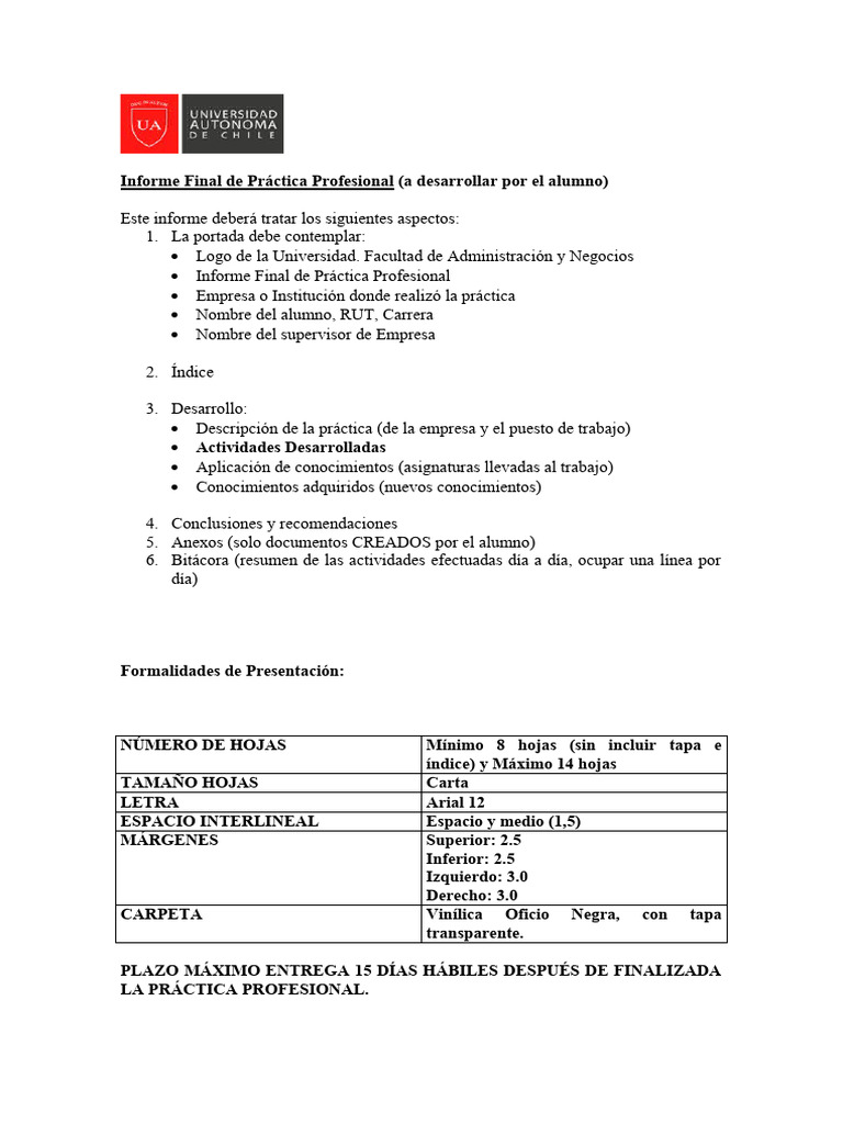 Formato Informe Final, Alumno | PDF