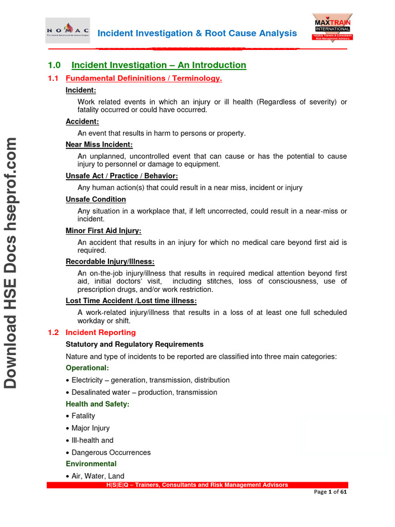 Incident Investigation & Root Cause Analysis Guide | PDF | Witness ...