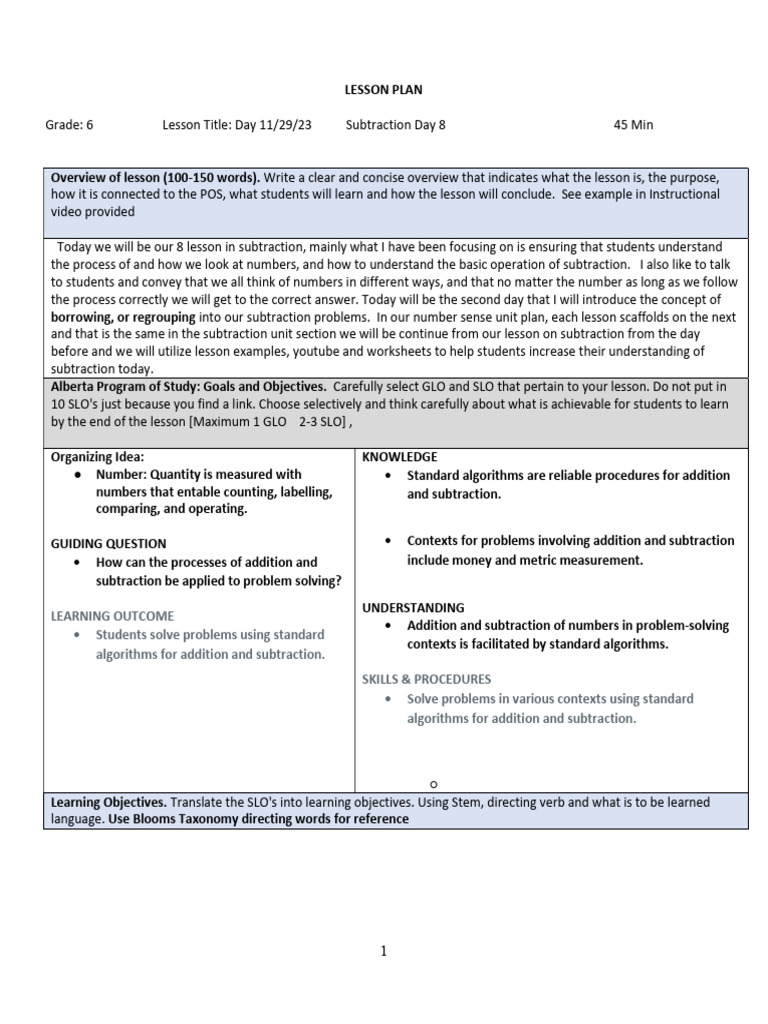 Lesson Plan Sub Day 8 | PDF | Lesson Plan | Learning