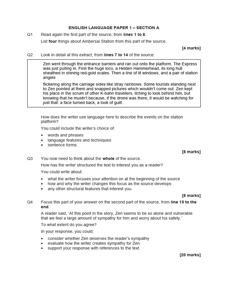 GCSE English Language Exam | PDF | General Fiction