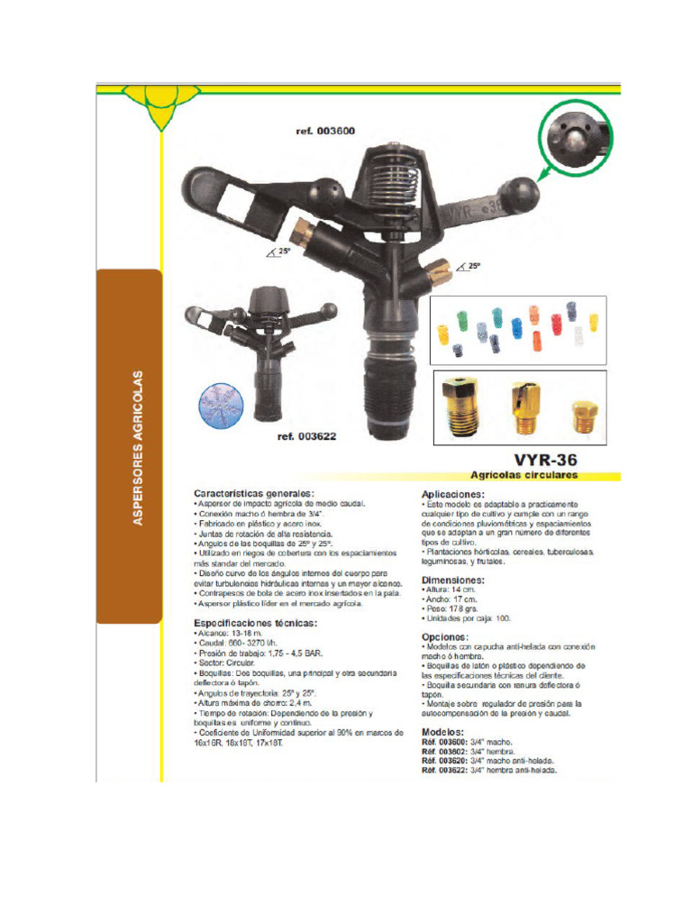 Catalogo Aspersor Vyr 36 | PDF