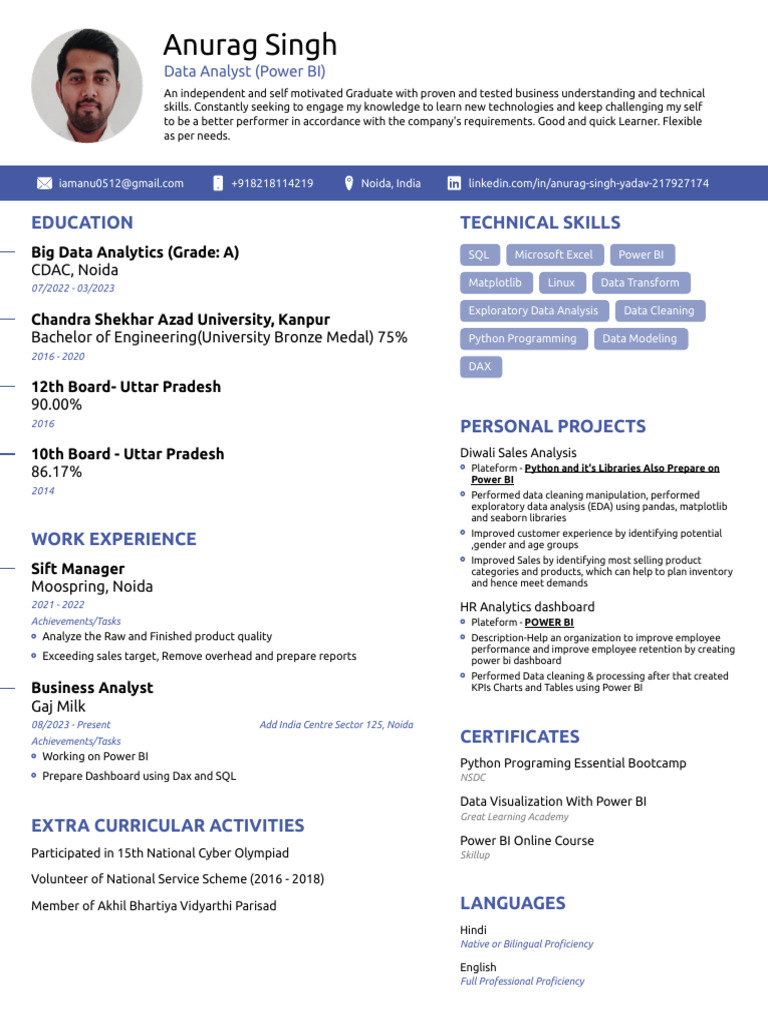 Anurag's Resume - 6 | PDF | Data Analysis | Analytics