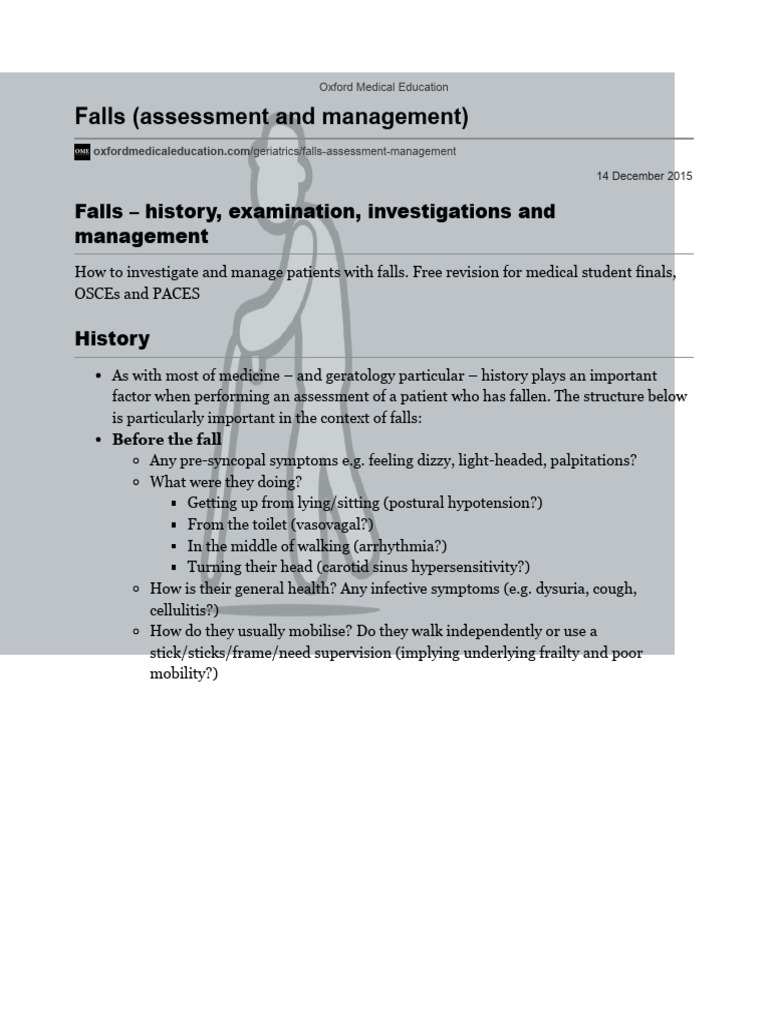 Falls (Assessment and Management) - Oxford Medical Education | Download ...