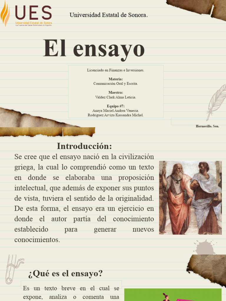 El Ensayo Exposicion | Descargar gratis PDF | Ensayos | Autor