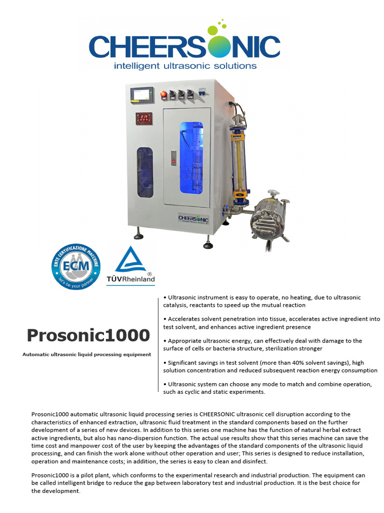 Prosonic1000 Cheersonic | PDF | Ultrasound | Flow Measurement