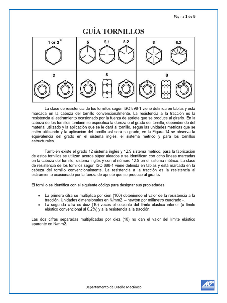 Guía Tornillos | PDF | Tornillo | Resistencia a la tracción