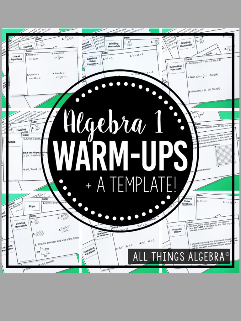 Algebra 1 Warm-Ups (Updated December 2021) | Download Free PDF ...