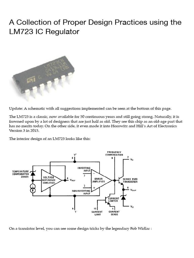A Collection of Proper Design Practices Using The LM723 IC Regulator ...