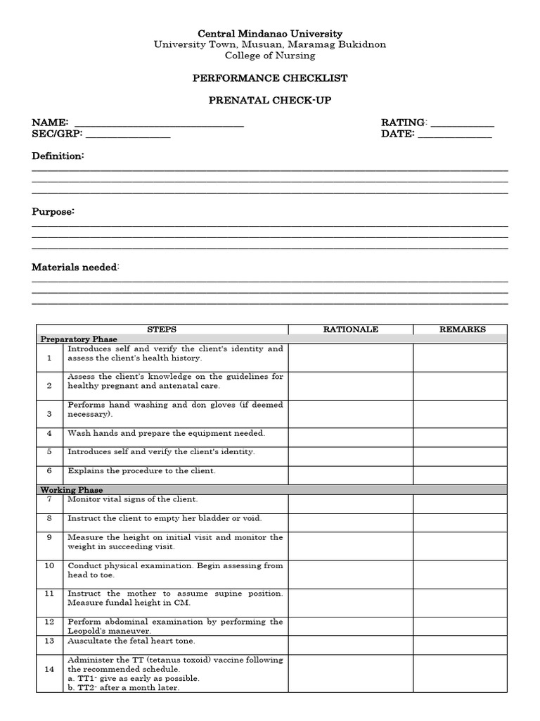 Prenatal Check Up | PDF | Pregnancy | Physical Examination