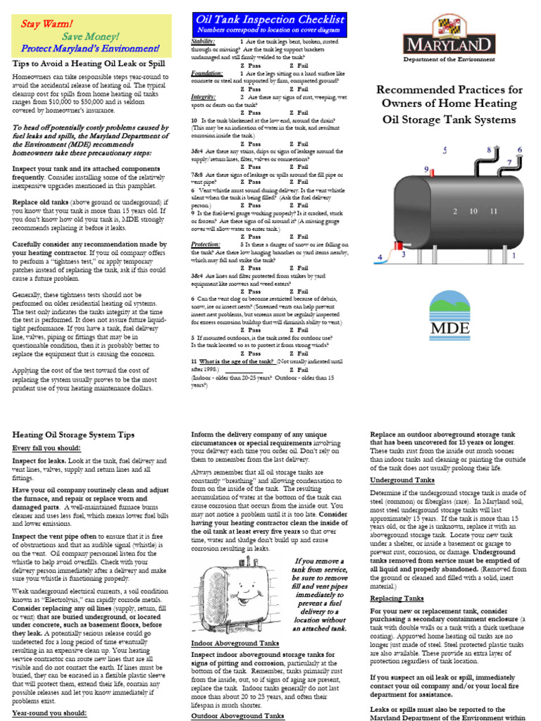 Oil Tank Inspection Checklist Brochure 3.20.07 2 Pgs | PDF | Corrosion ...