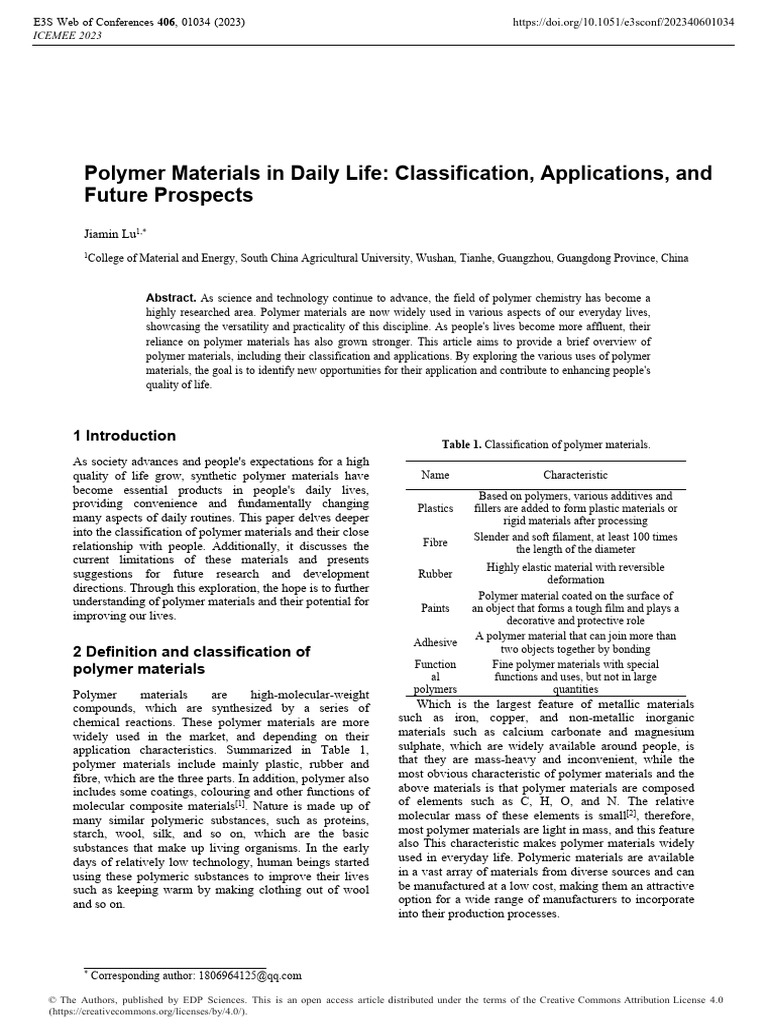 Polymer_Materials_in_Daily_Life_Classification_App | PDF | Polymers | Plastic